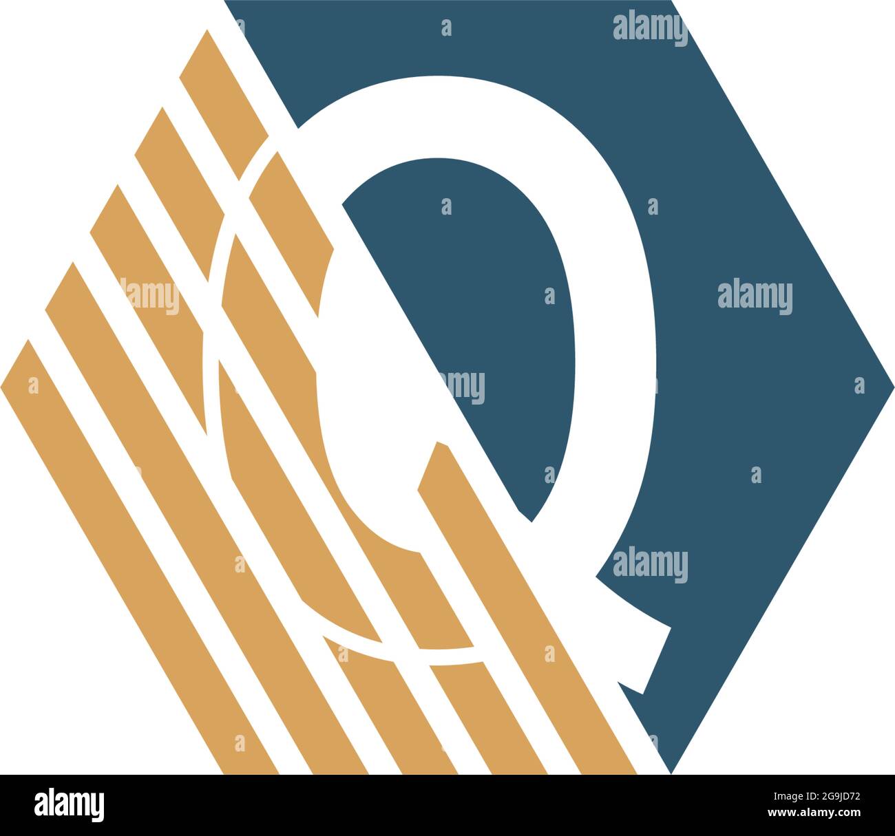 Letter Q behind the hexagon with strip design vector Stock Vector Image ...