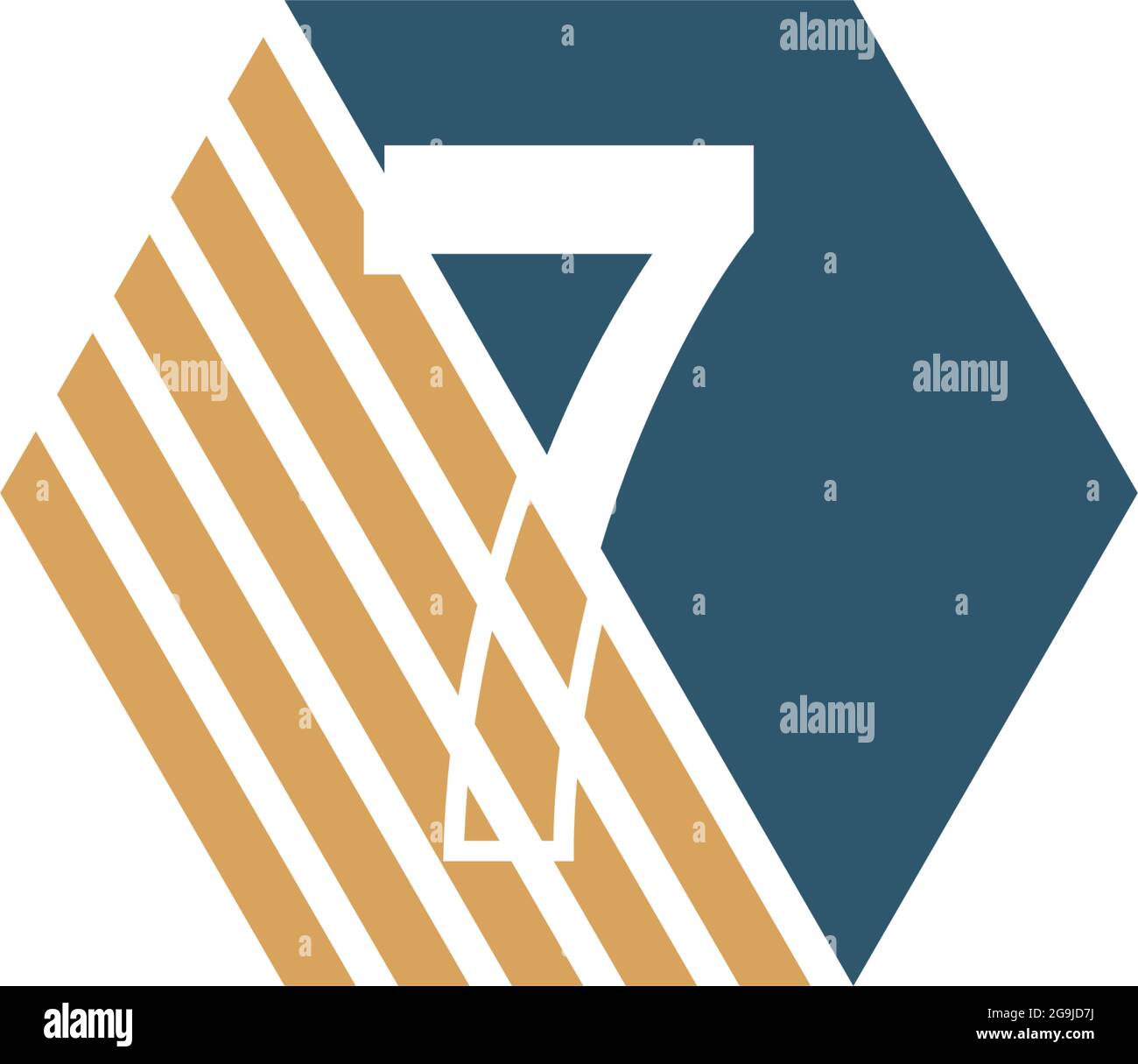 Number 7 behind the hexagon with strip design vector Stock Vector Image ...