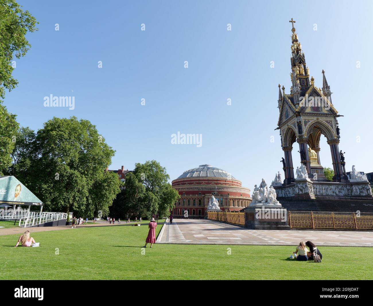 London, Greater London, England, July 17 2021: People relaxing in ...