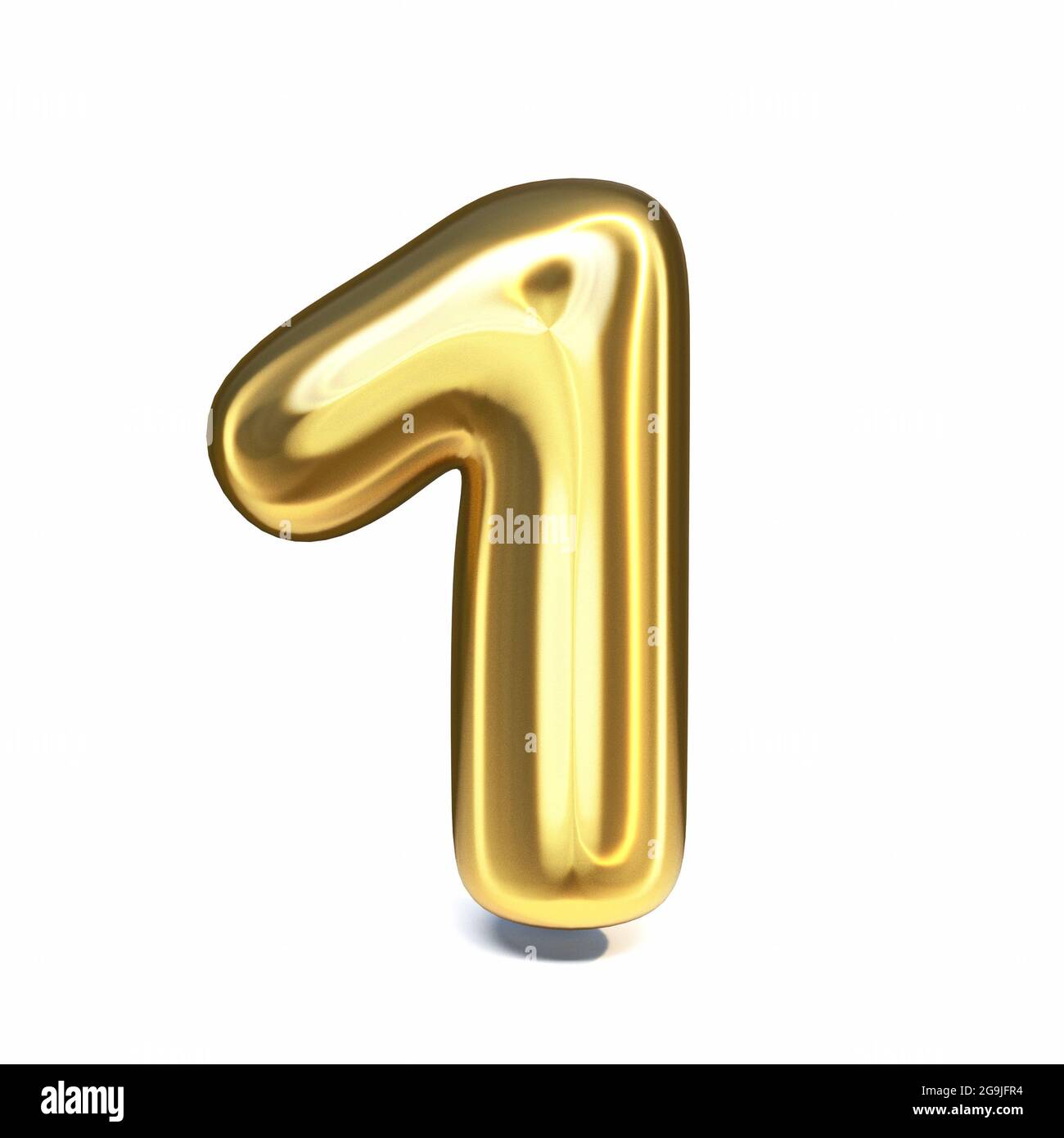 Golden font Number 1 ONE 3D rendering illustration isolated on white ...