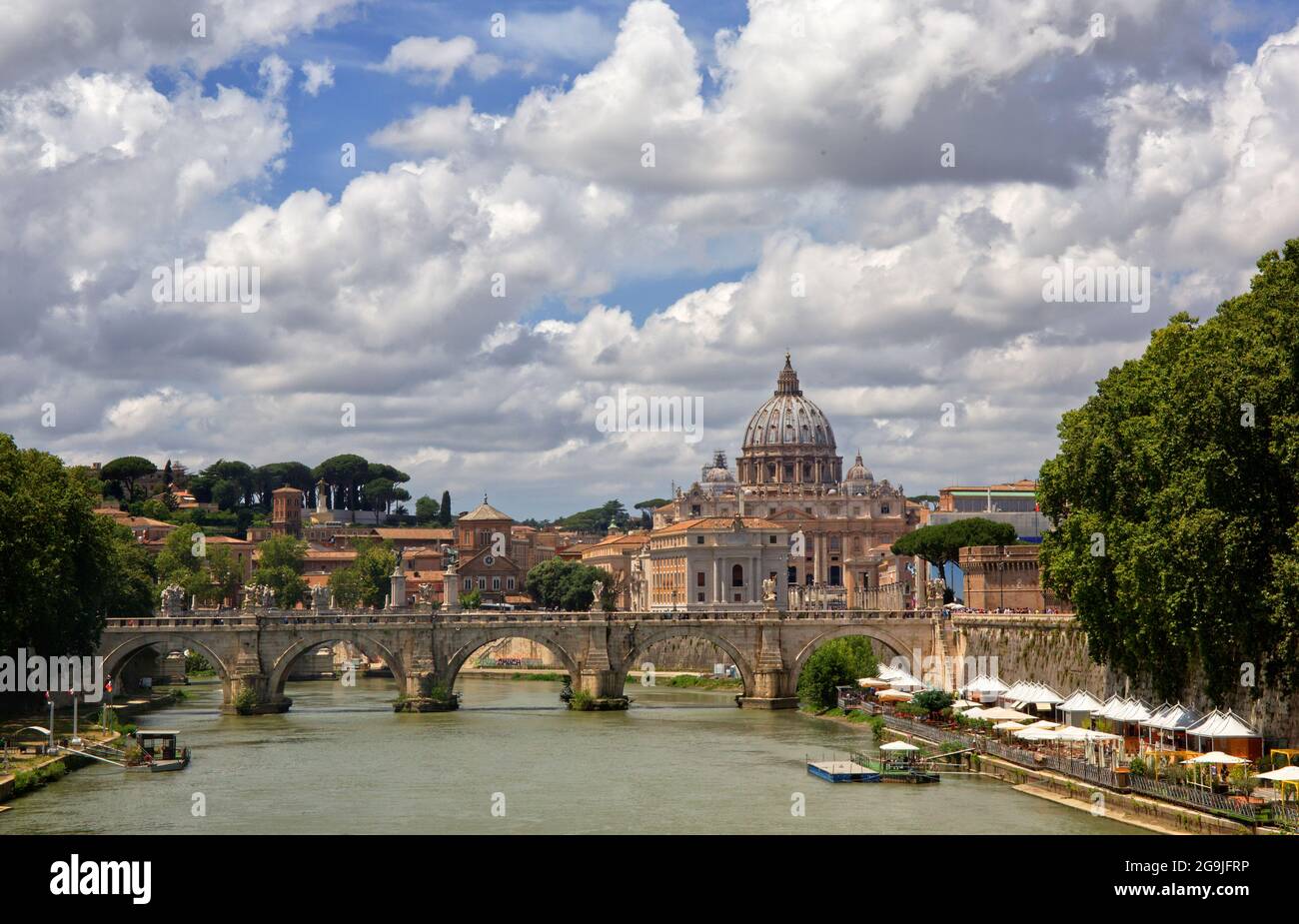 Stunning view of historic St. Angelo Bridge or Pons Aelius in Rome ...
