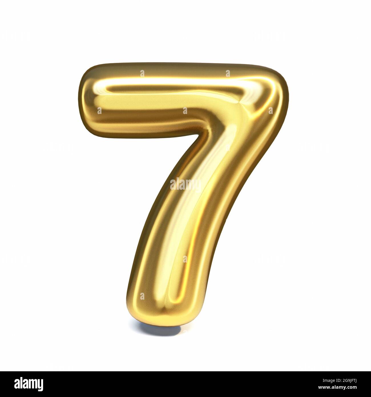 Golden font Number 7 SEVEN 3D rendering illustration isolated on white ...