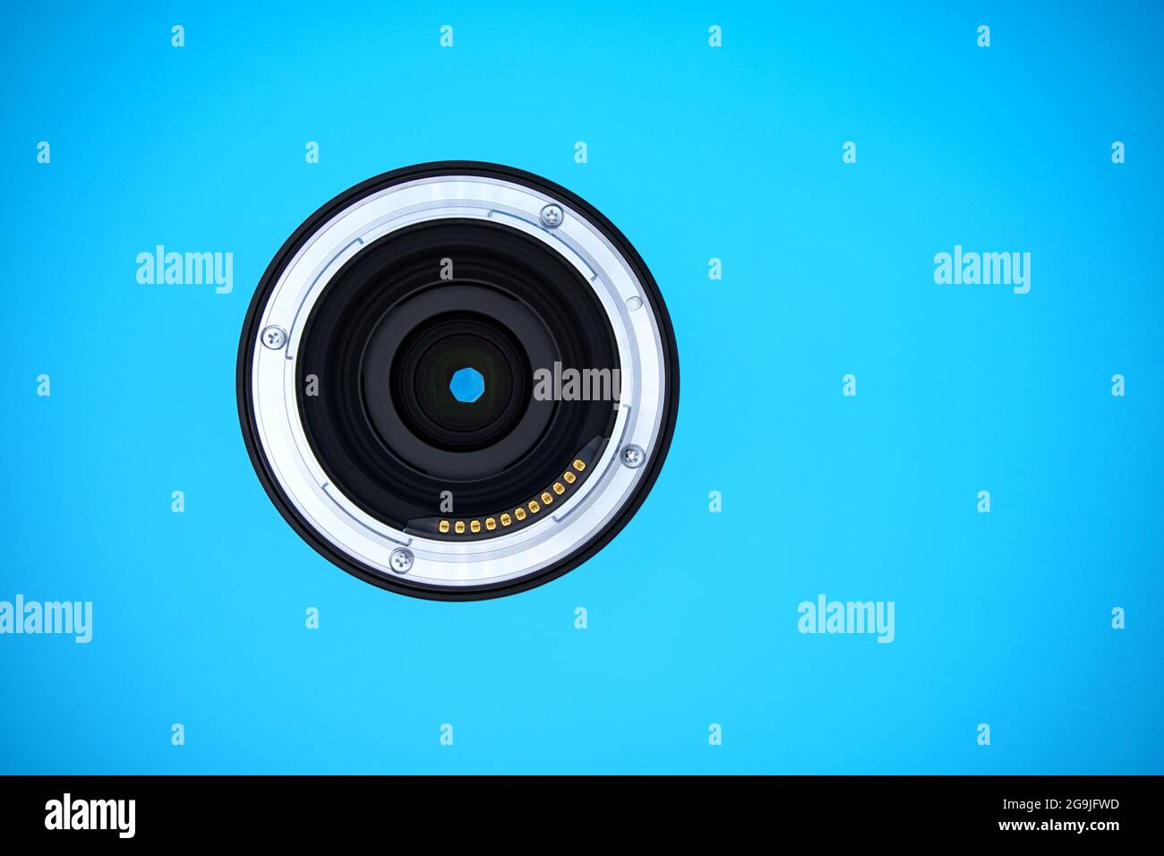 Lens of a full-frame mirrorless camera; mount with electrical contacts ...