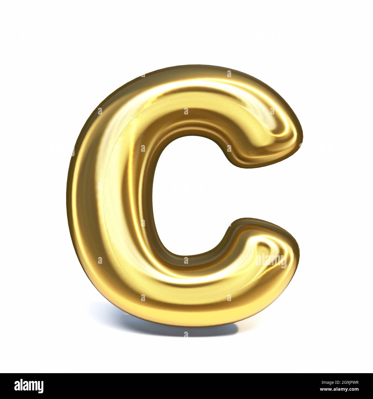 Golden font Letter C 3D rendering illustration isolated on white ...
