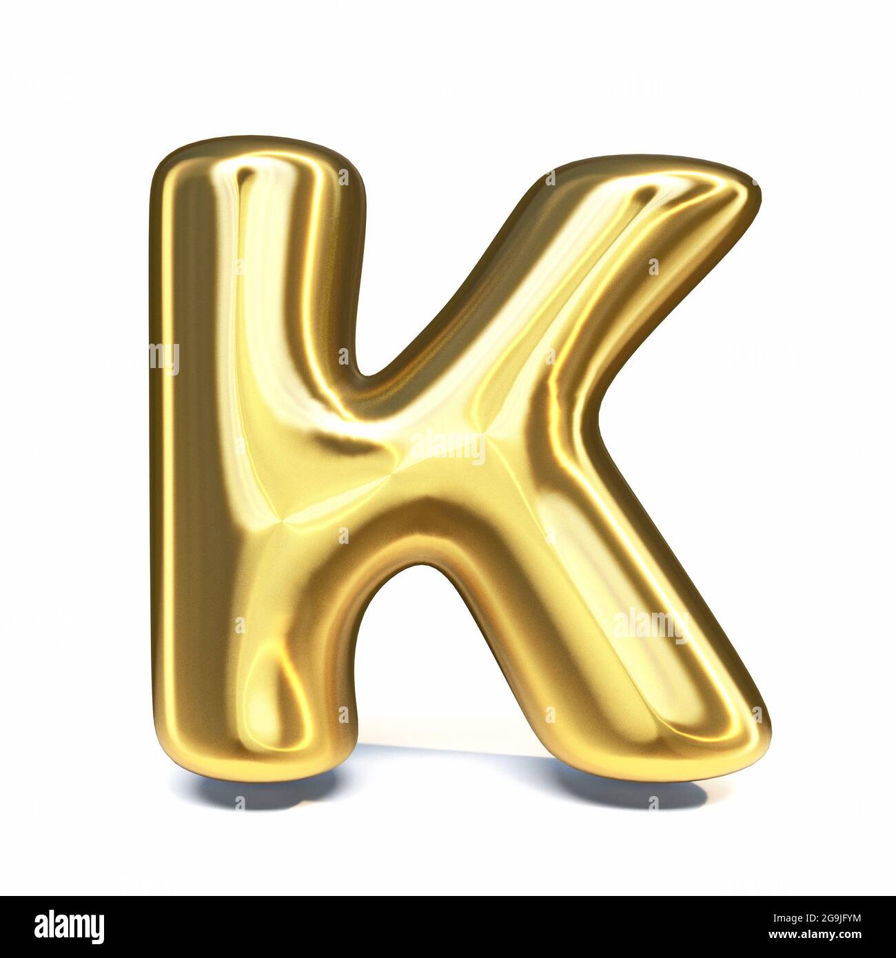 Golden font Letter K 3D rendering illustration isolated on white ...