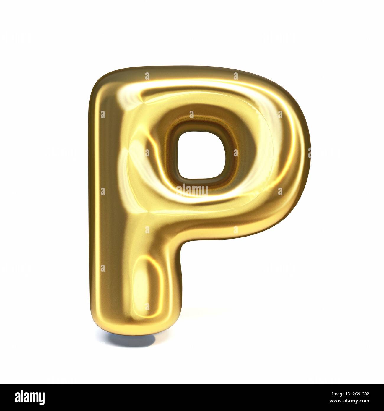 Golden font Letter P 3D rendering illustration isolated on white ...