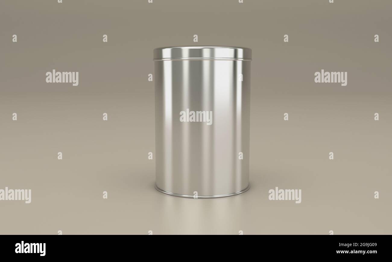 3D render of a shiny metal container for food Stock Photo - Alamy