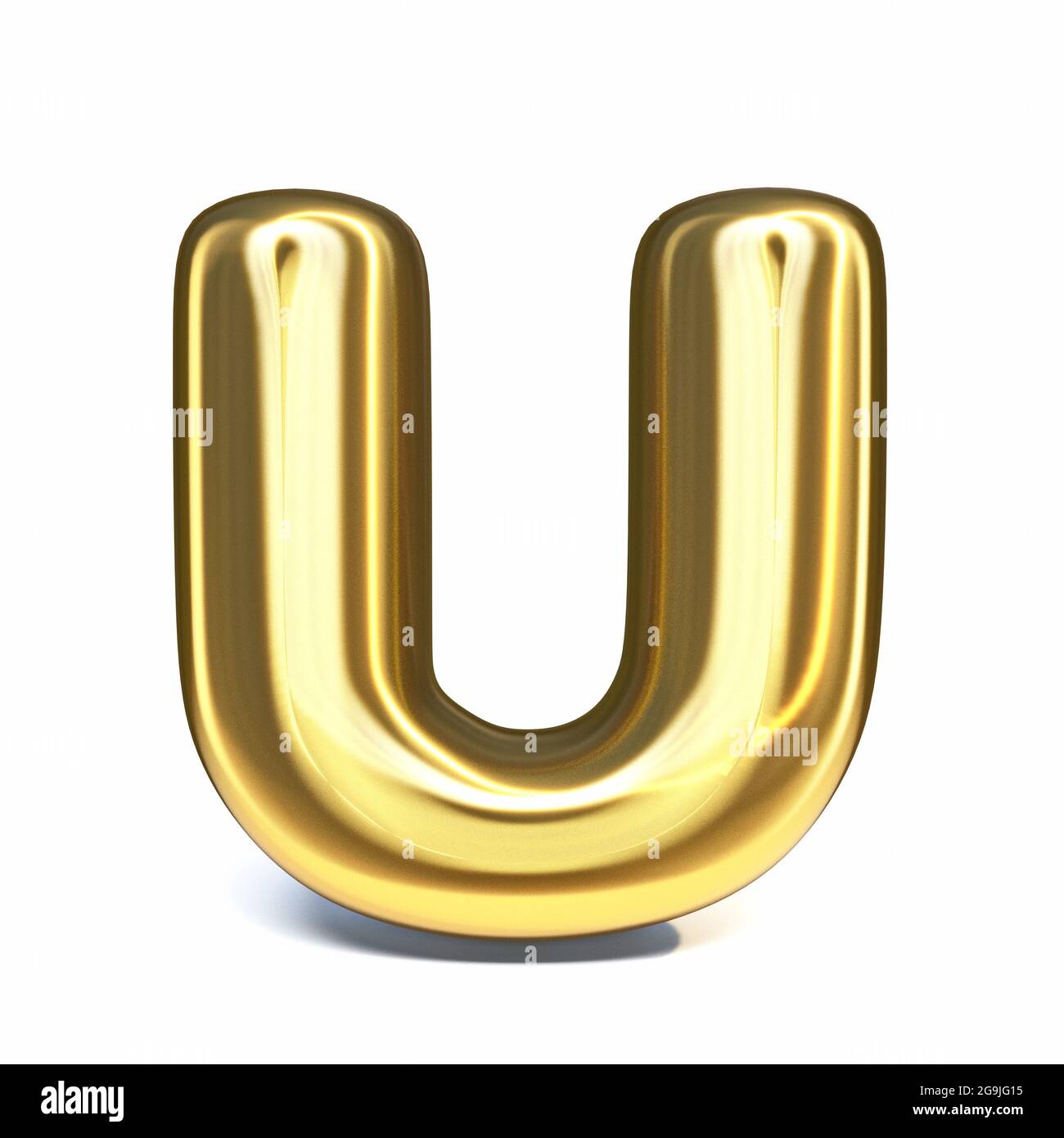 Golden font Letter U 3D rendering illustration isolated on white ...
