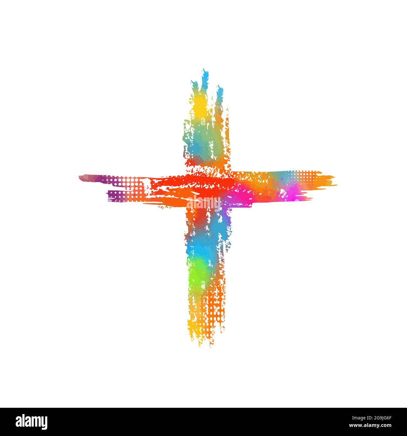 Multi-colored cross. Cross made of rainbow blots. Vector illustration ...