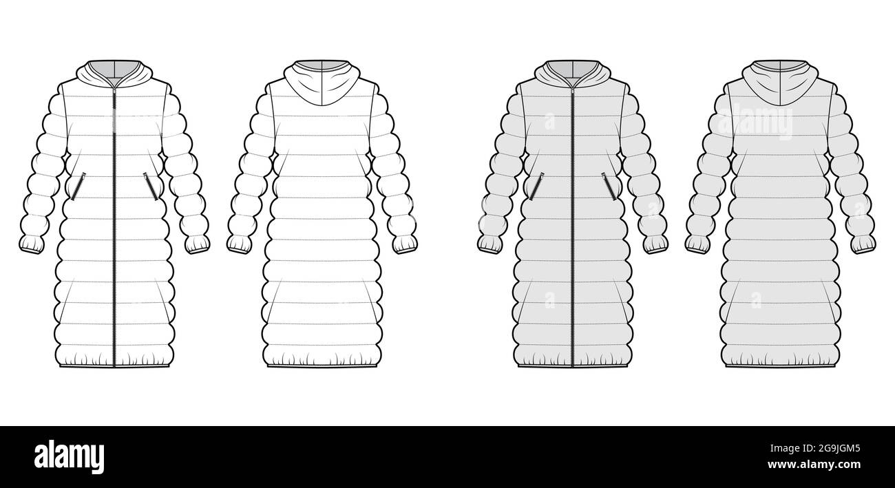 Hooded quilted shell down coat jacket puffer technical fashion ...