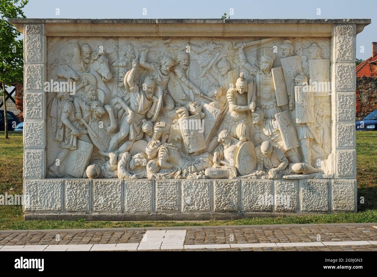 Roman and Dacian war fight scene on a relief in Carolina Citadel in ...