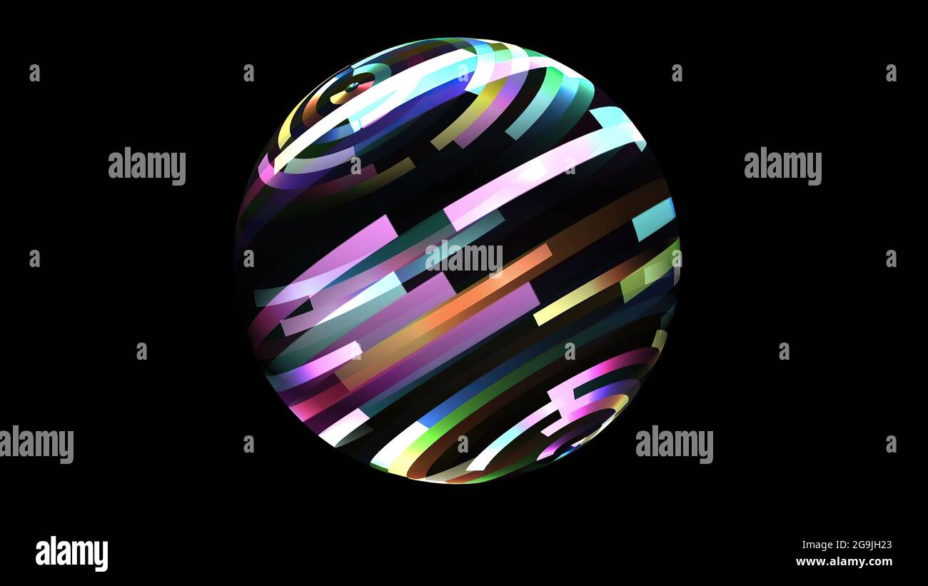 Colorful stripes on rotating sphere Stock Photo - Alamy