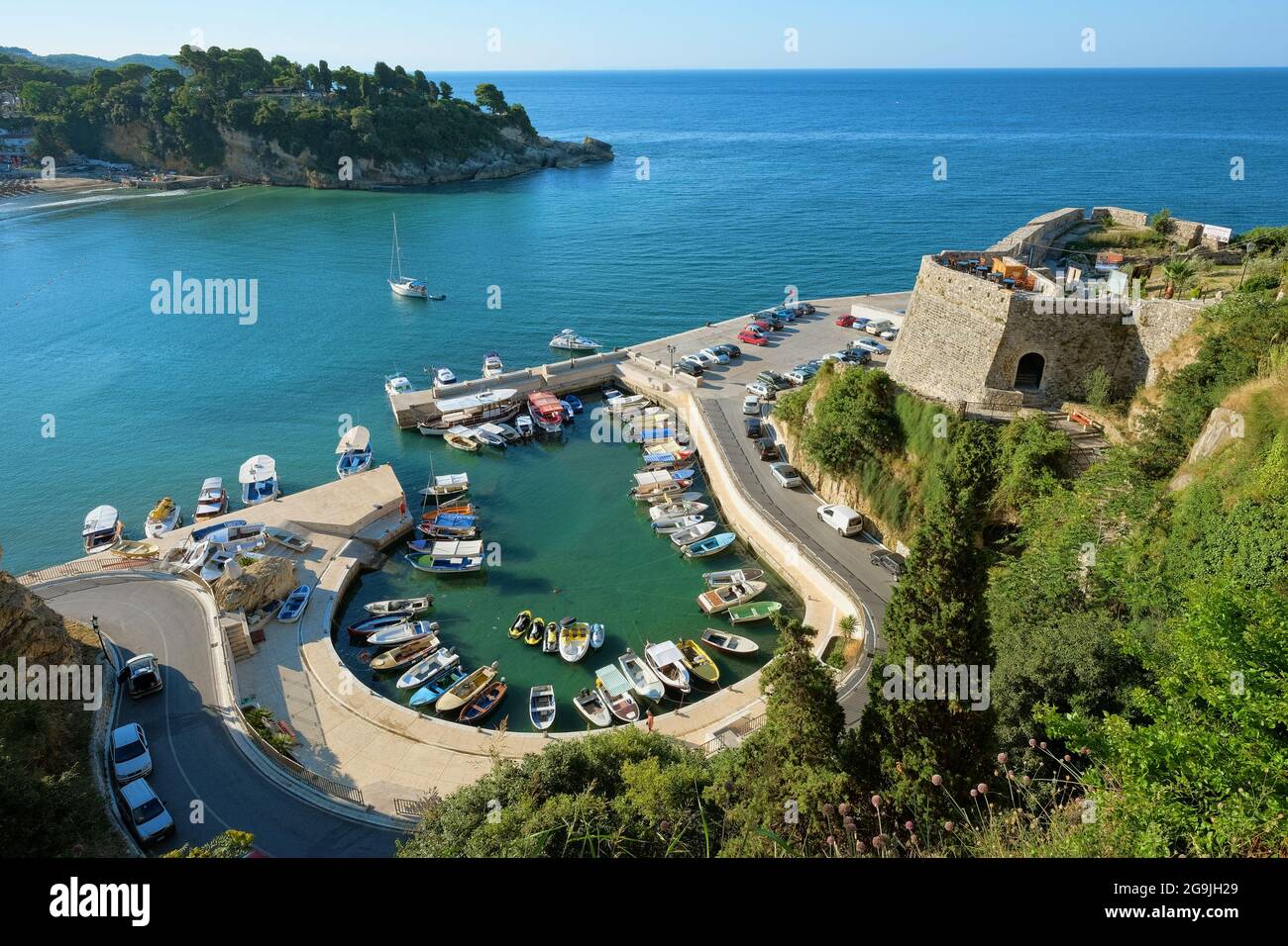 Ulcinj Marina And Fortification Of Stari Grad, Montenegro Stock Photo ...