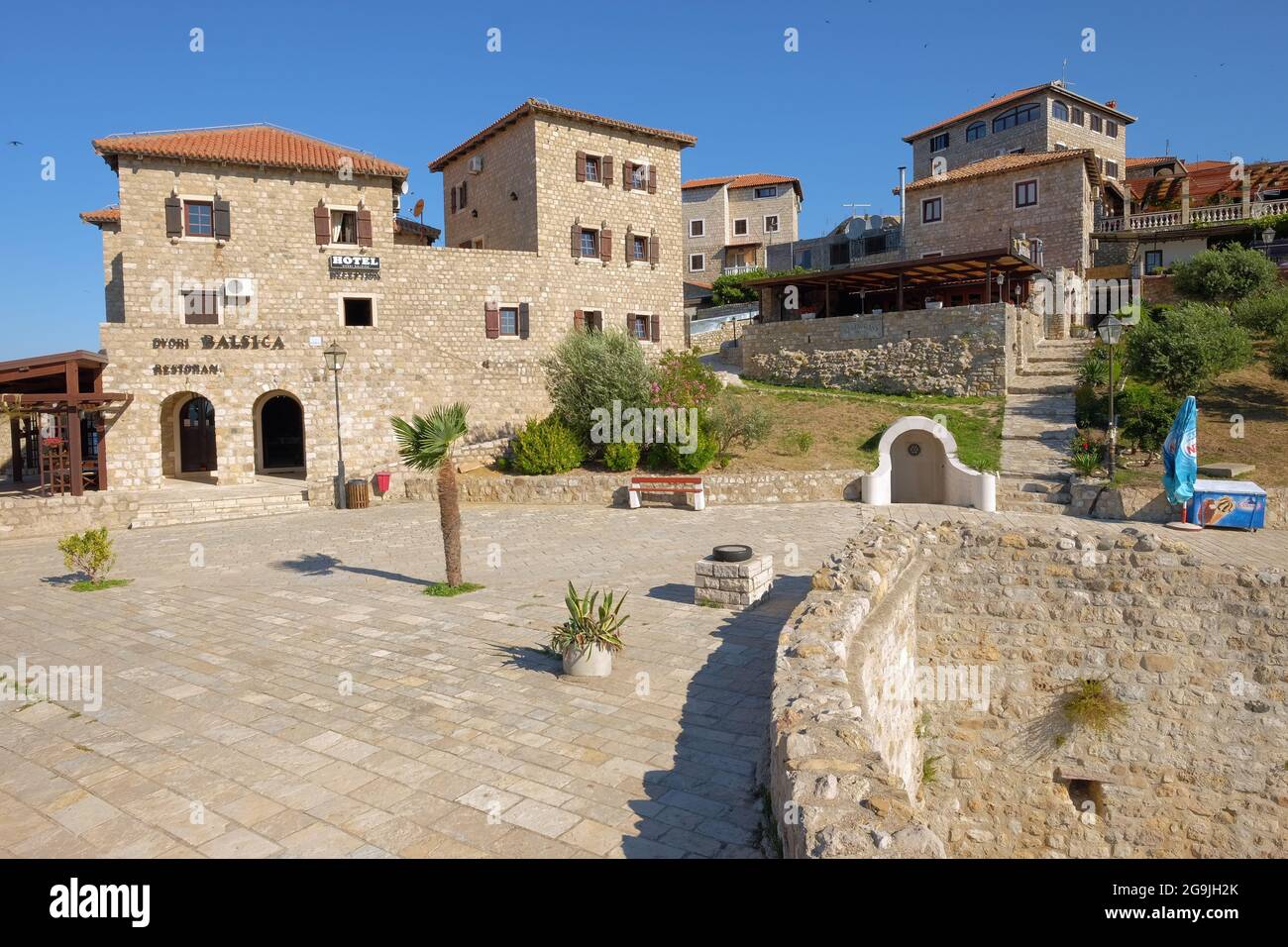ULCINJ, MONTENEGRO - JULY 11: luxury hotel and restaurant in the Ulcinj ...