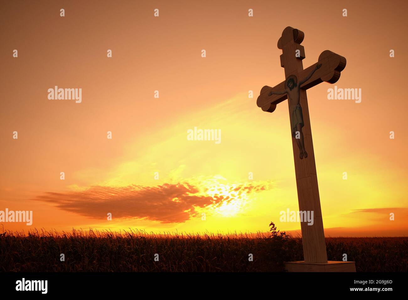 cross backlight at the sunset, Romania Stock Photo - Alamy