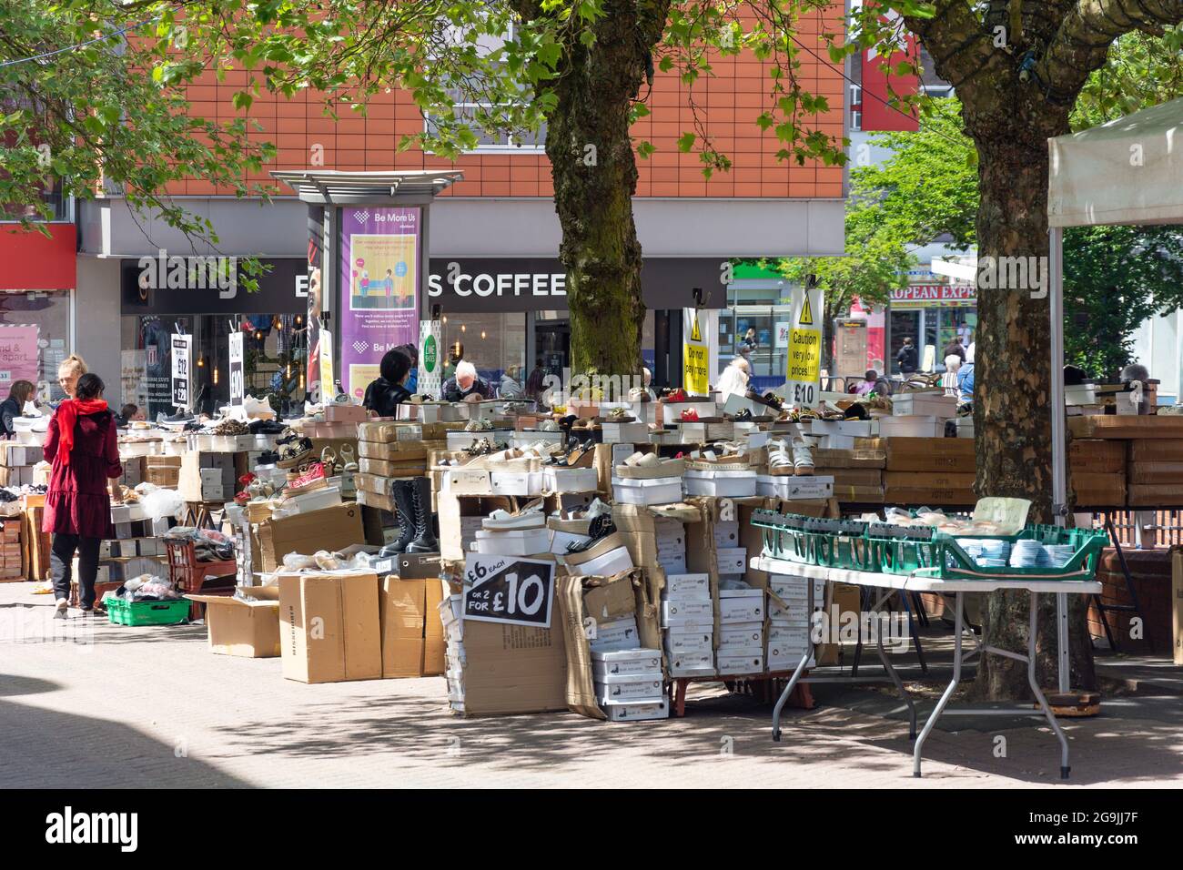 Outdoor shoe stall, Market Square, Hanley, Stoke-on-Trent ...