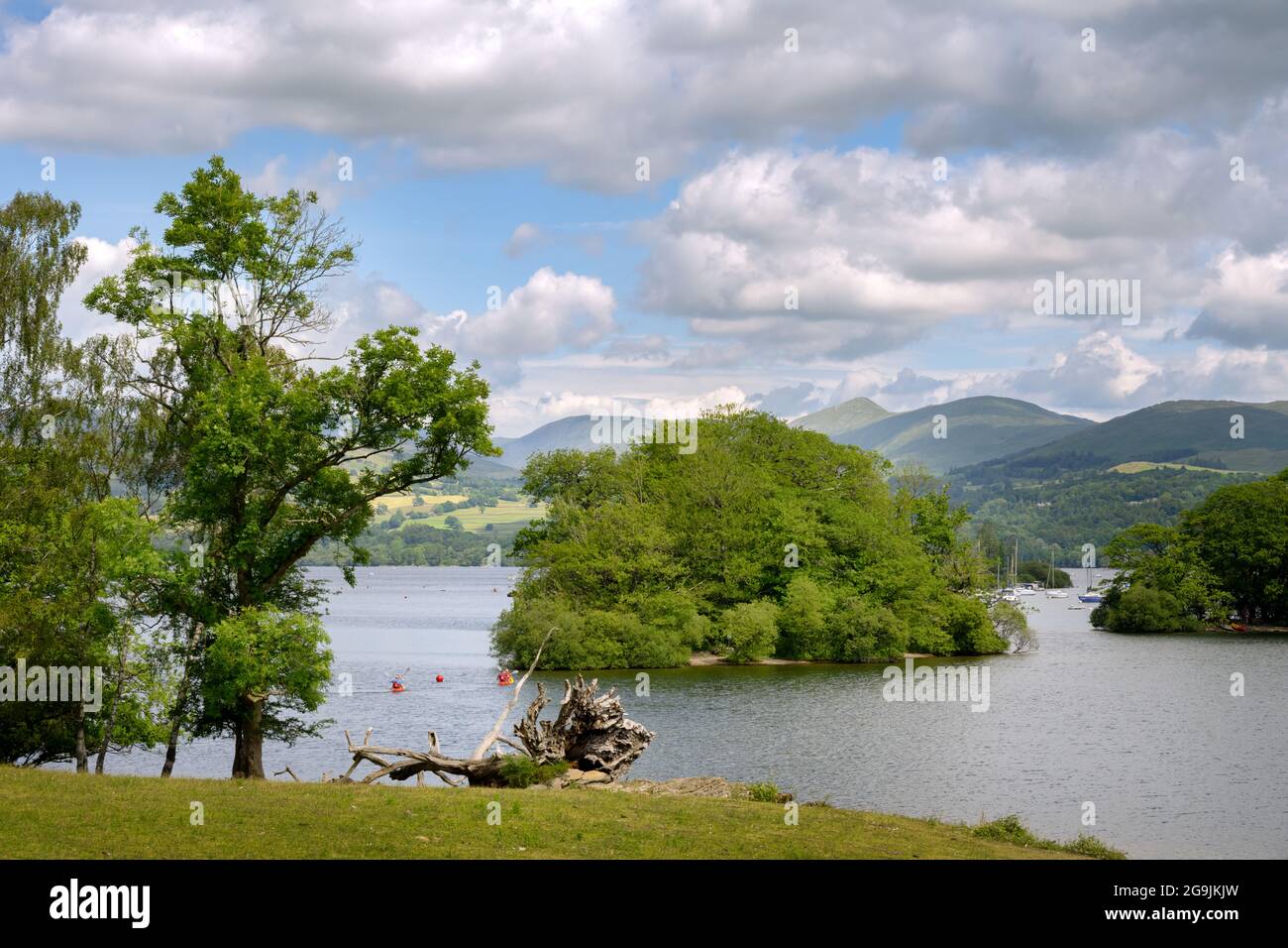 WINDERMERE, ENGLAND - JULY 7th, 2021: Islands on Windermere in summer ...