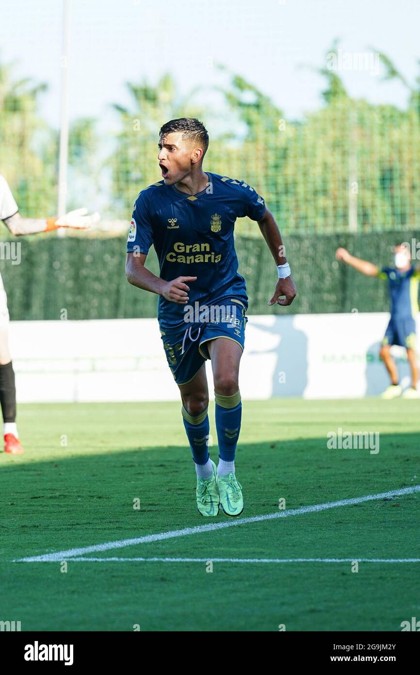 Marbella, Spain. 26th July, 2021. Alex Garcia seen celebrating a goal ...