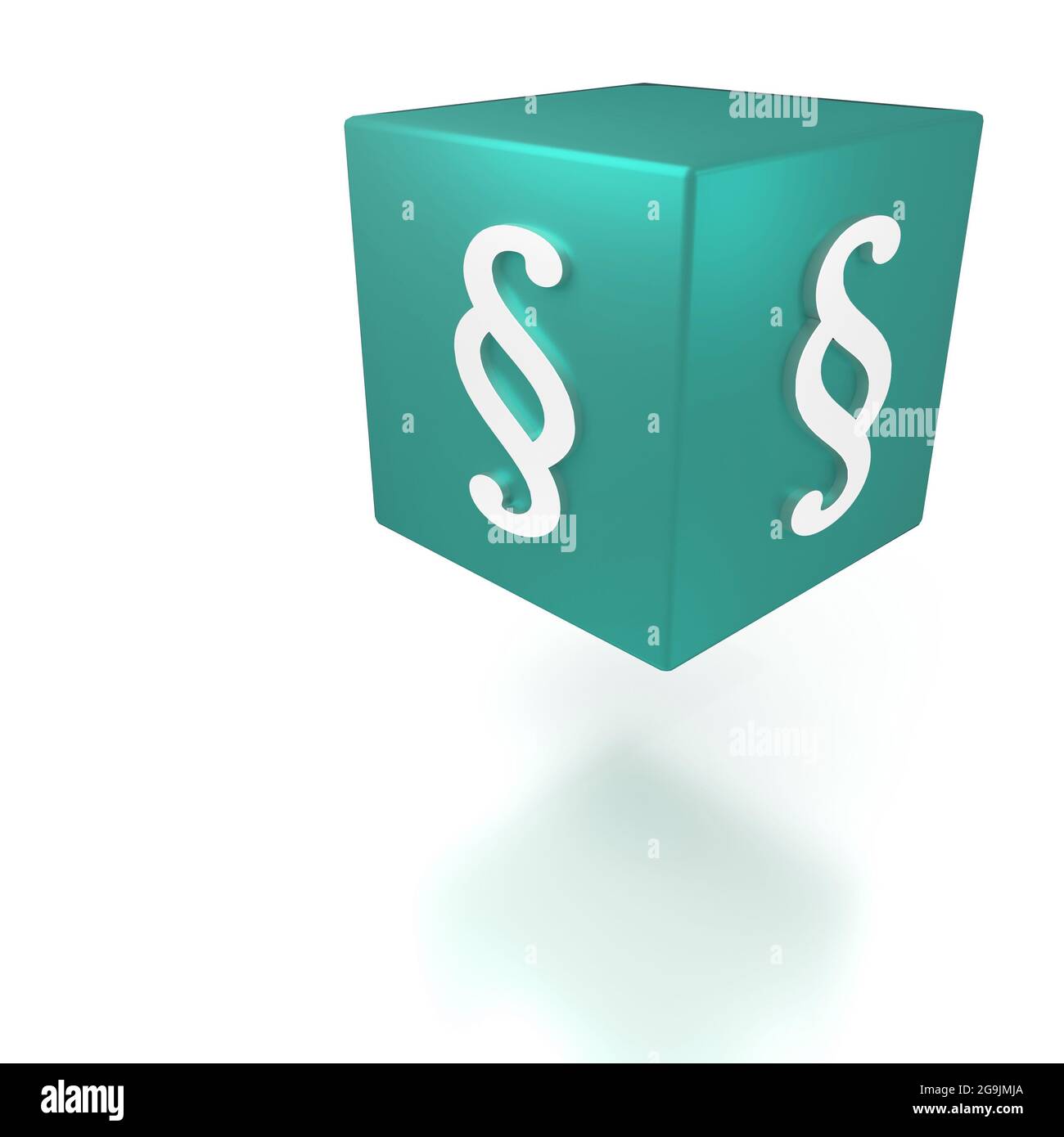 Green cube with paragraph symbol isolated on a white background with ...