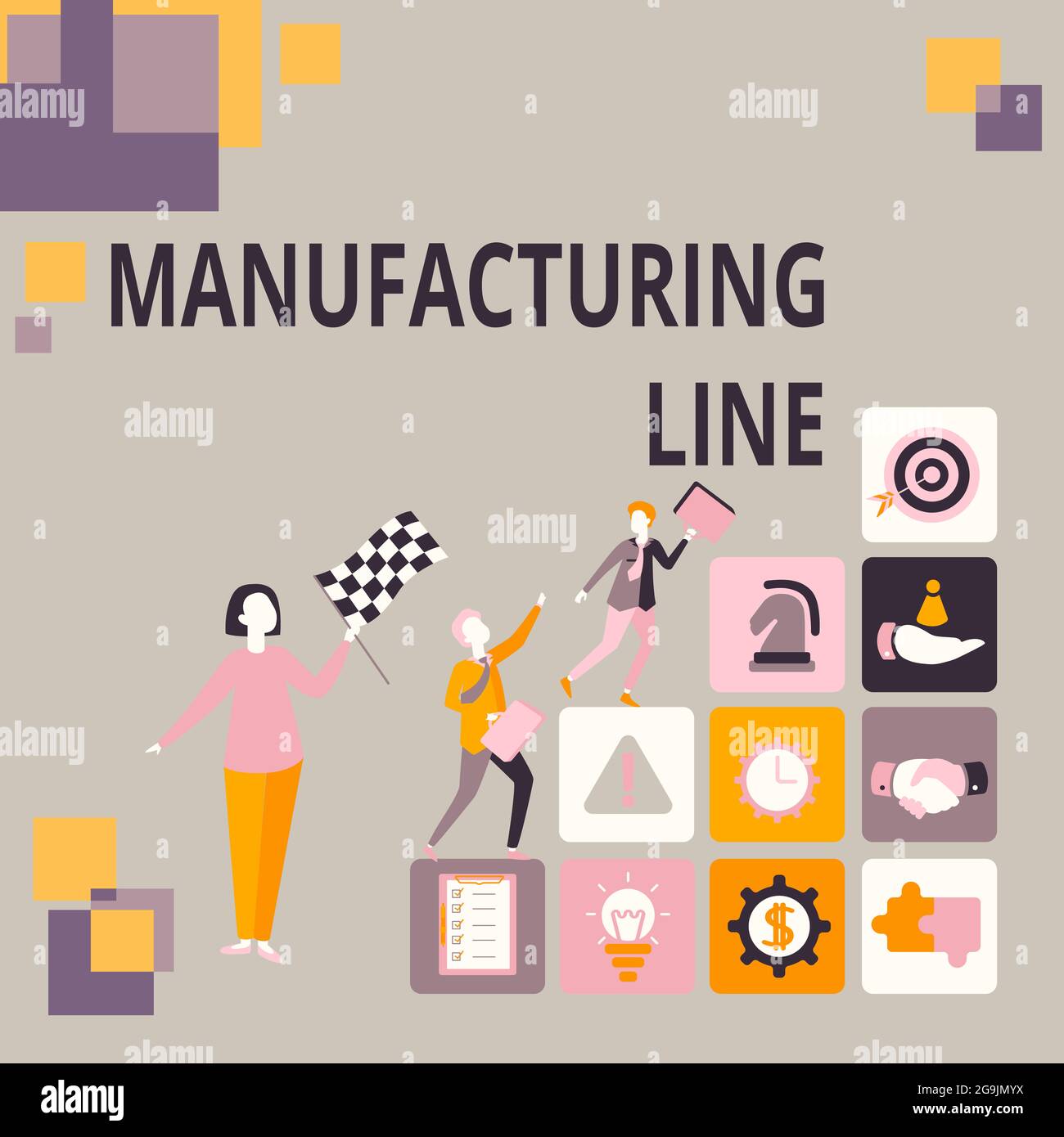 Sign displaying Manufacturing Line. Concept meaning set of sequential ...