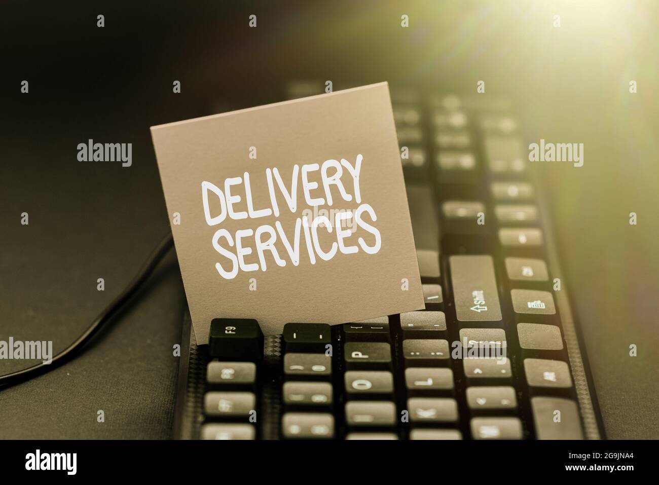 Hand writing sign Delivery Services. Word for the transport of items ...