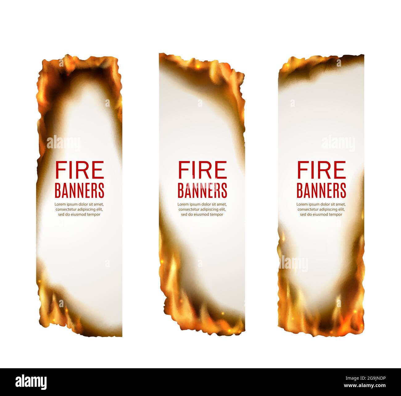 Fire burning flame banners. Hot sale advertisement, burning offer of ... Fire burning flame banners. Hot sale advertisement, burning offer of ...