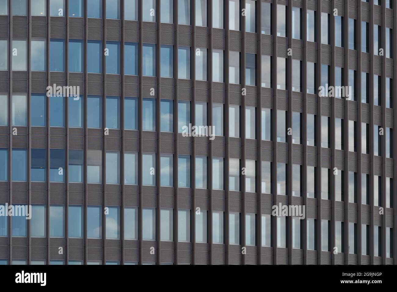 Typical modern facade with rectangular grid frame structure and ...