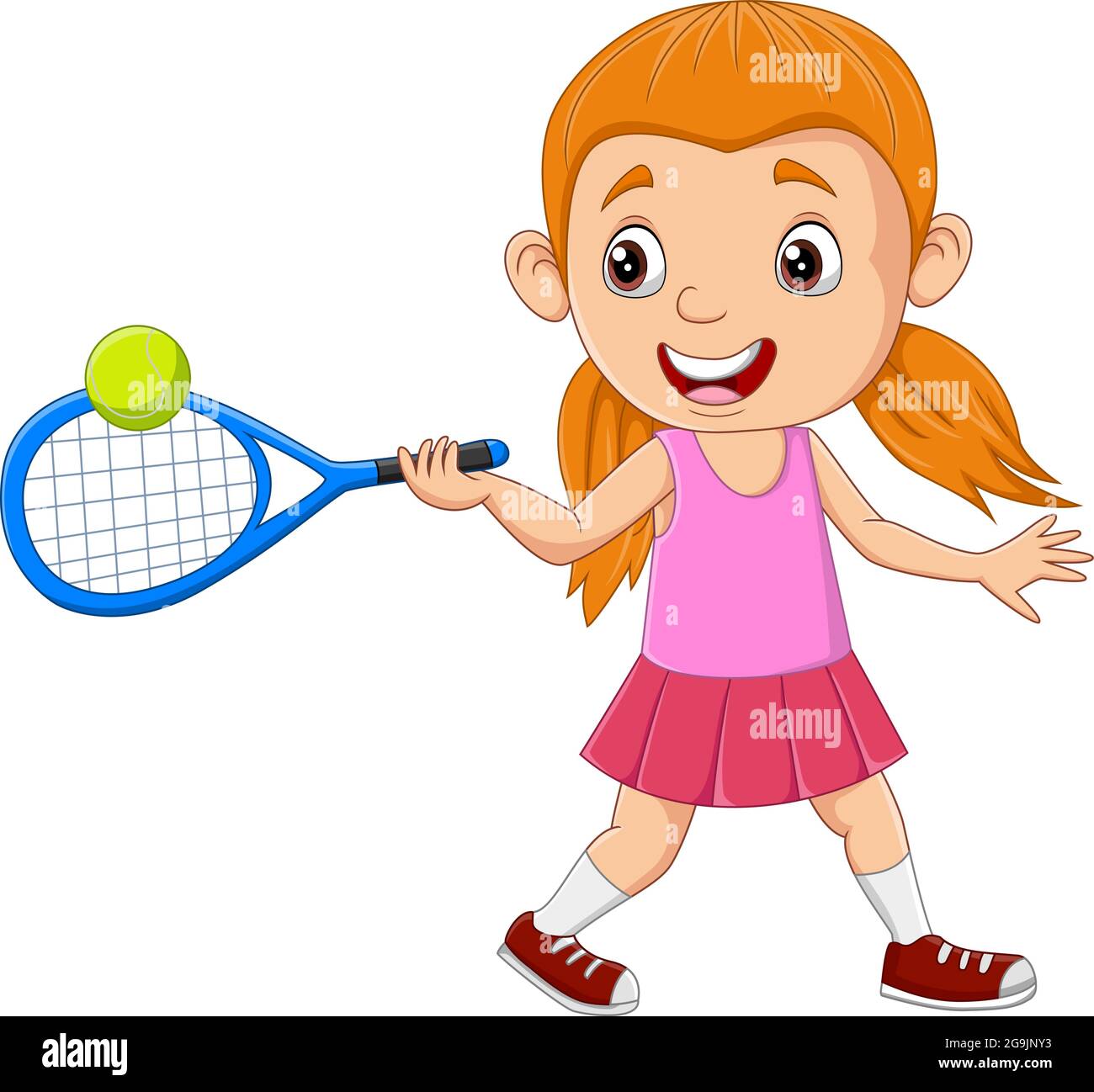 Cartoon little girl playing tennis Stock Vector Image & Art - Alamy