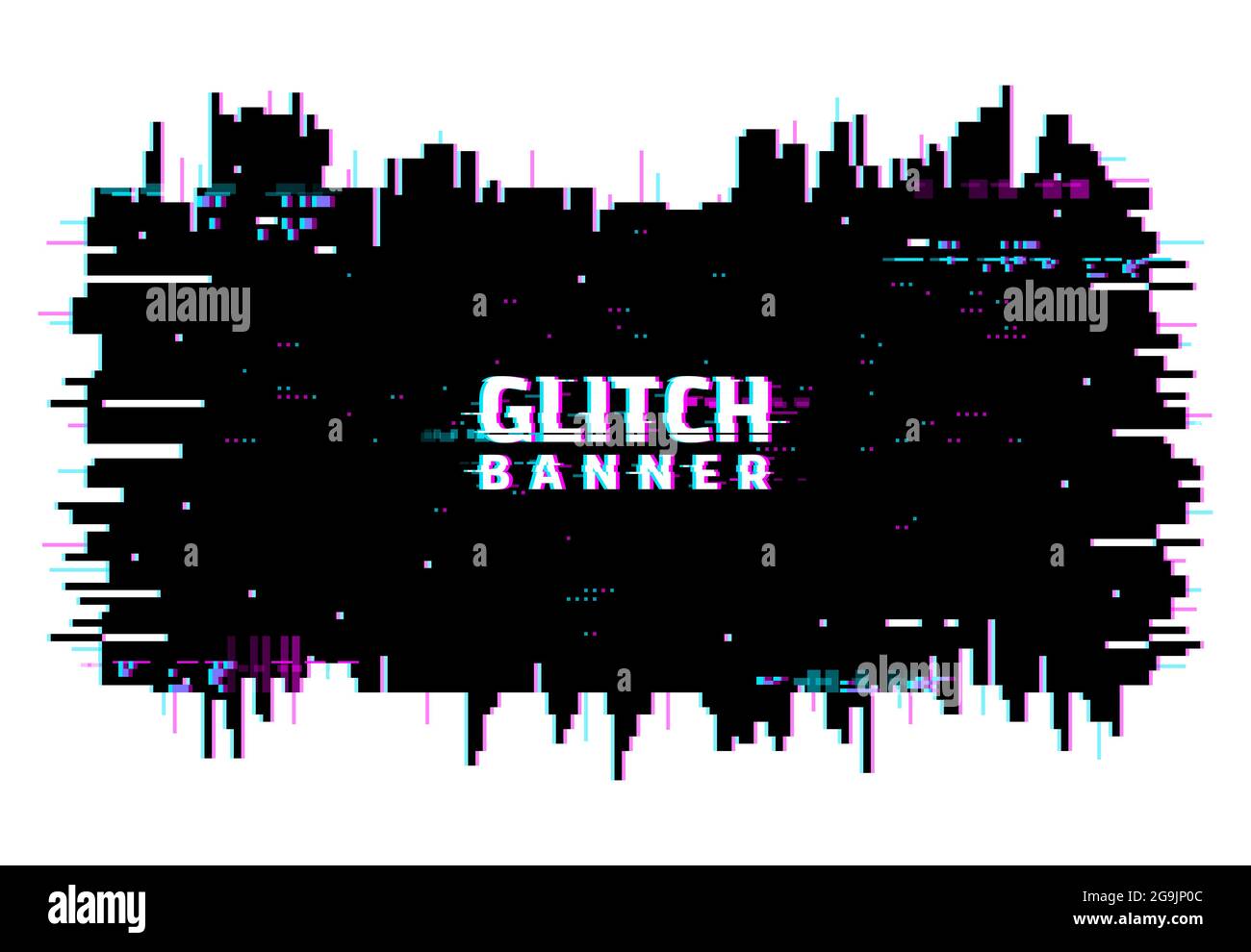 Digital color distortion glitch screen, lines and pixel noise ...