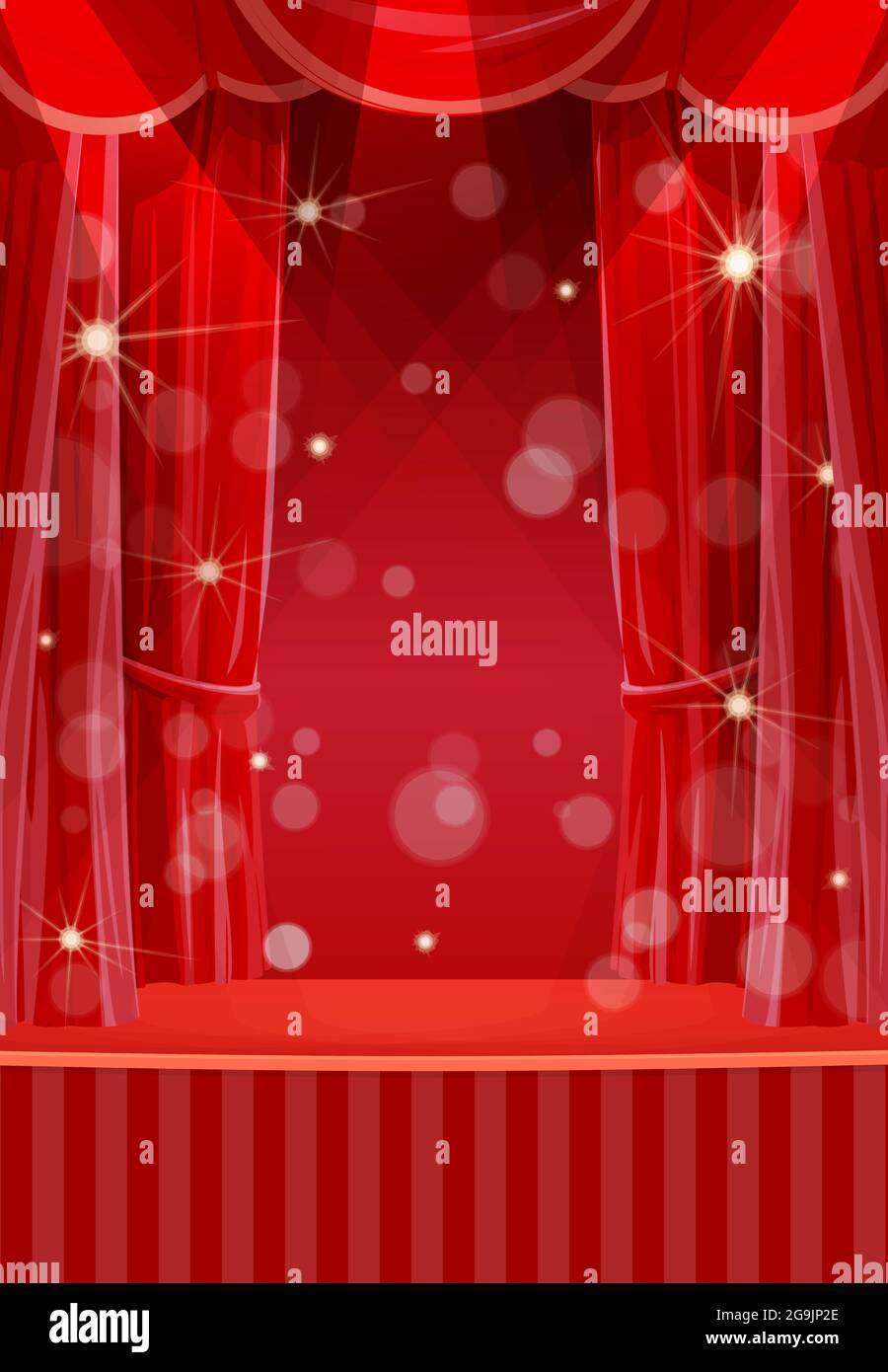 Red curtains on stage, circus or theater empty scene with open ...