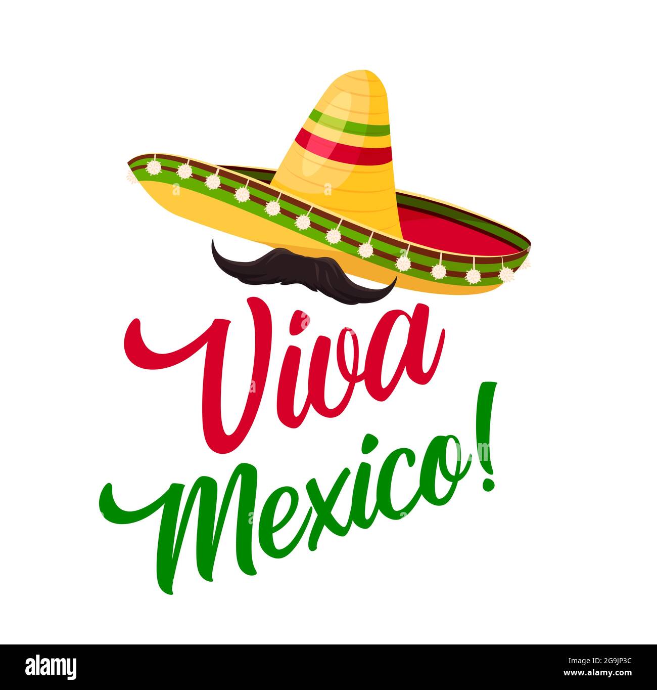 Viva Mexico, sombrero with mustaches vector icon for Mexican fiesta ...