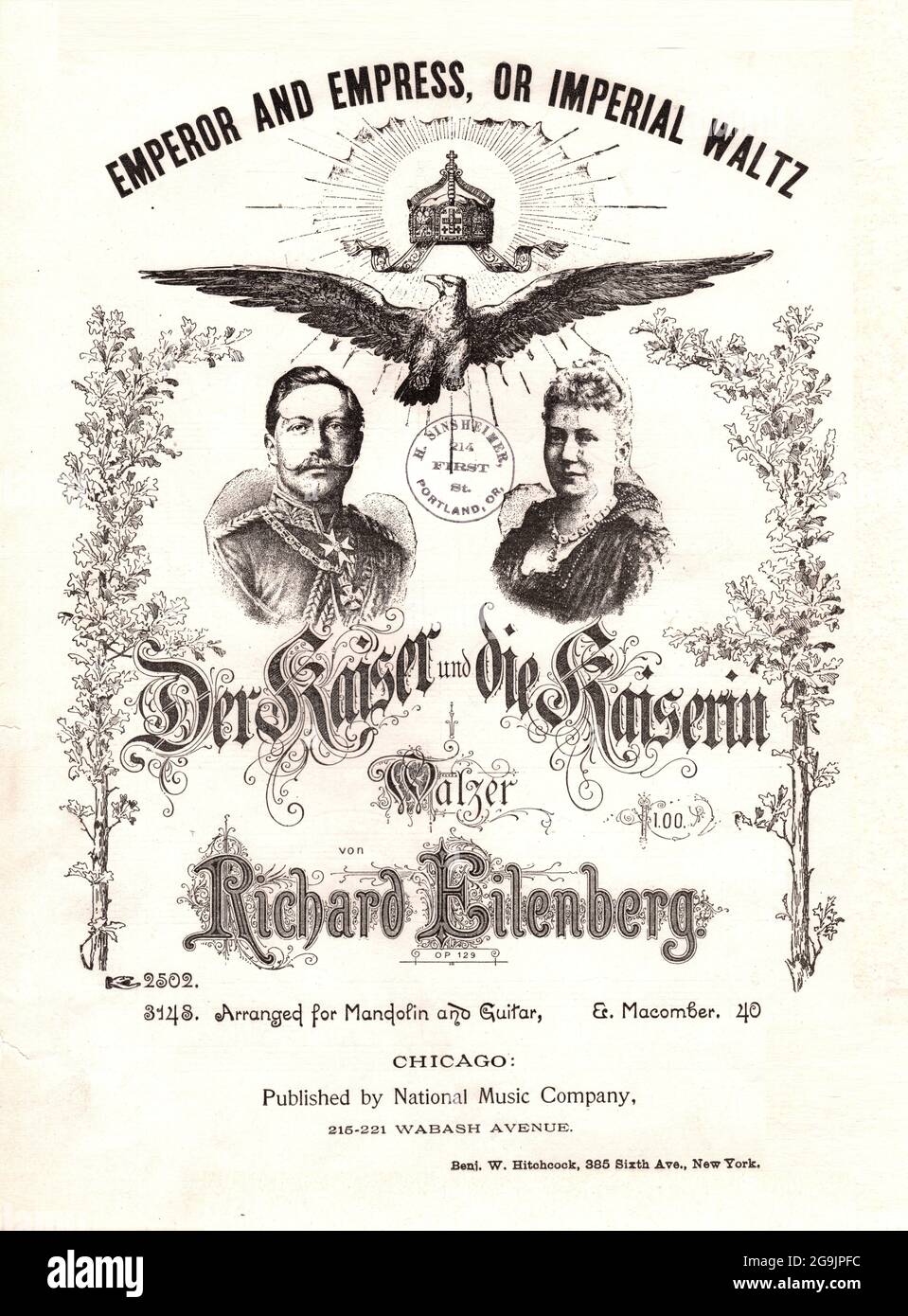 Emperor and Empress, or Imperial Waltz, ca. 1885 sheet music with ...