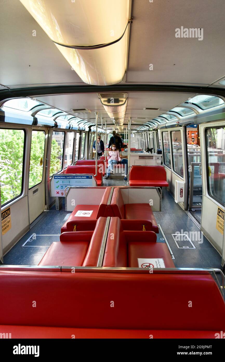 Seattle's iconic Alweg Monorail from Westlake to the Seattle Center ...
