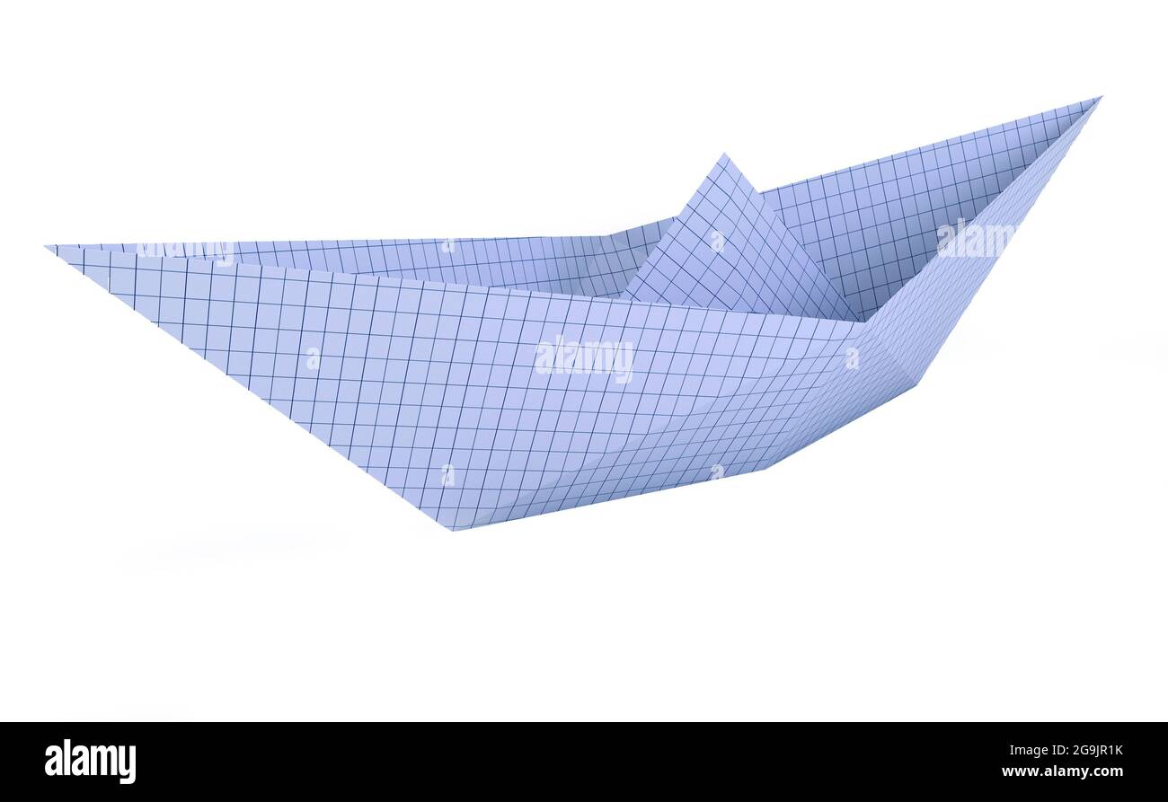 Boat made of paper isolated on a white background with free space for ...