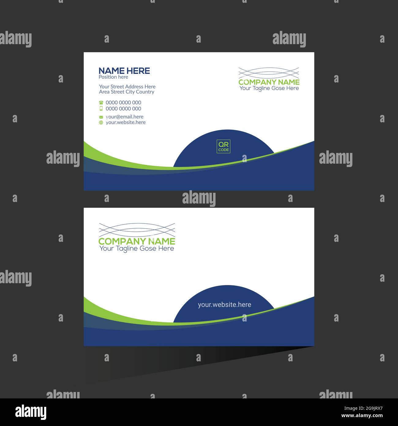 blue and green colored vector business card design Stock Vector Image ...