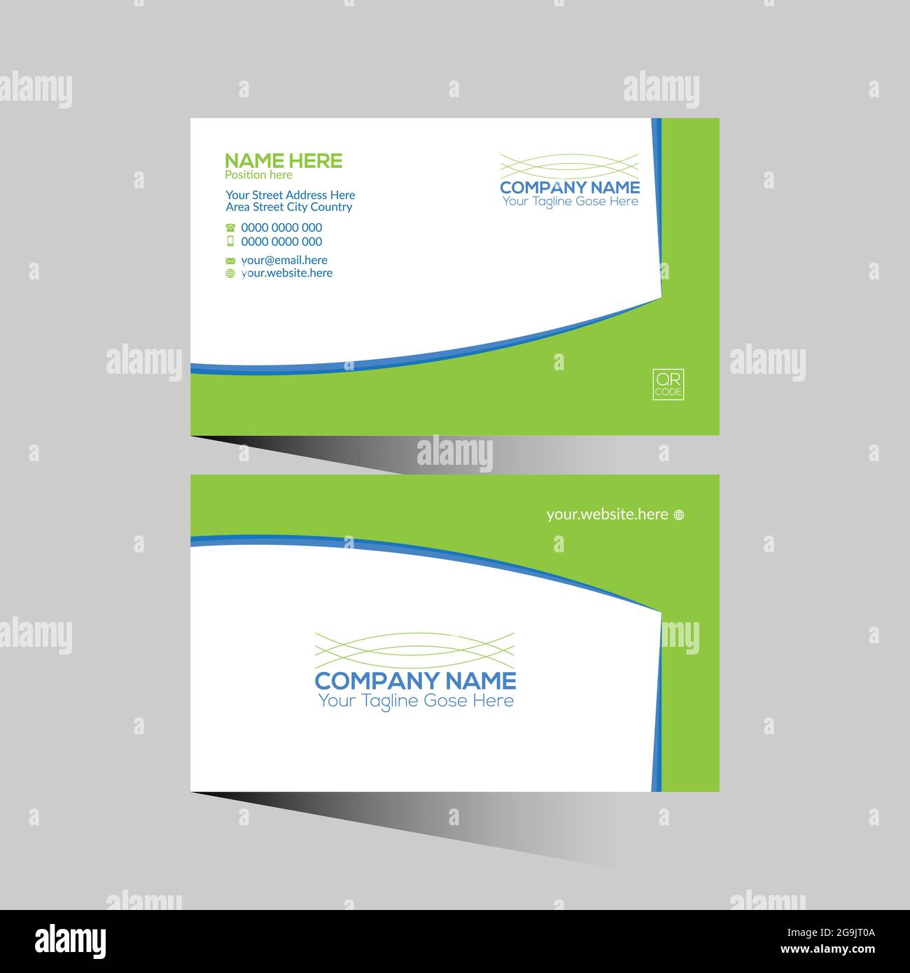 blue and green colored vector business card design Stock Vector Image ...