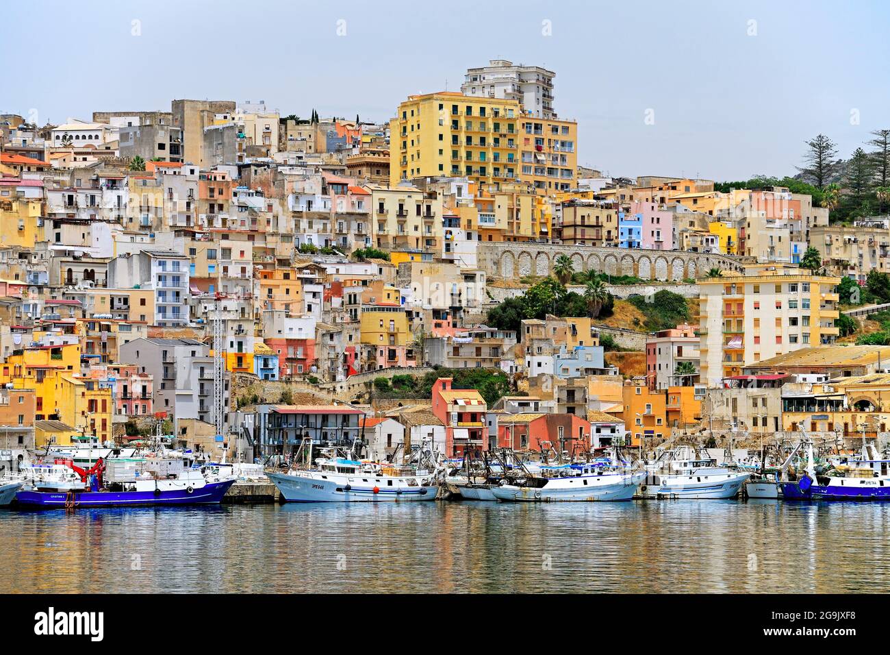 View of the harbour and old town, Sciacca, Sicily, Italy Stock Photo ...