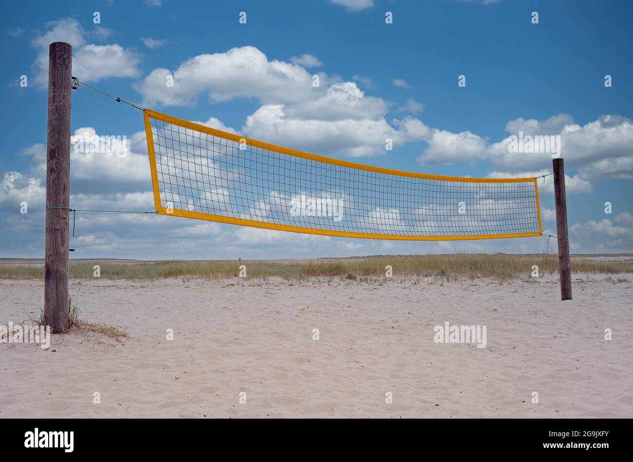 Beach volleyball net on the beach, Germany Stock Photo - Alamy