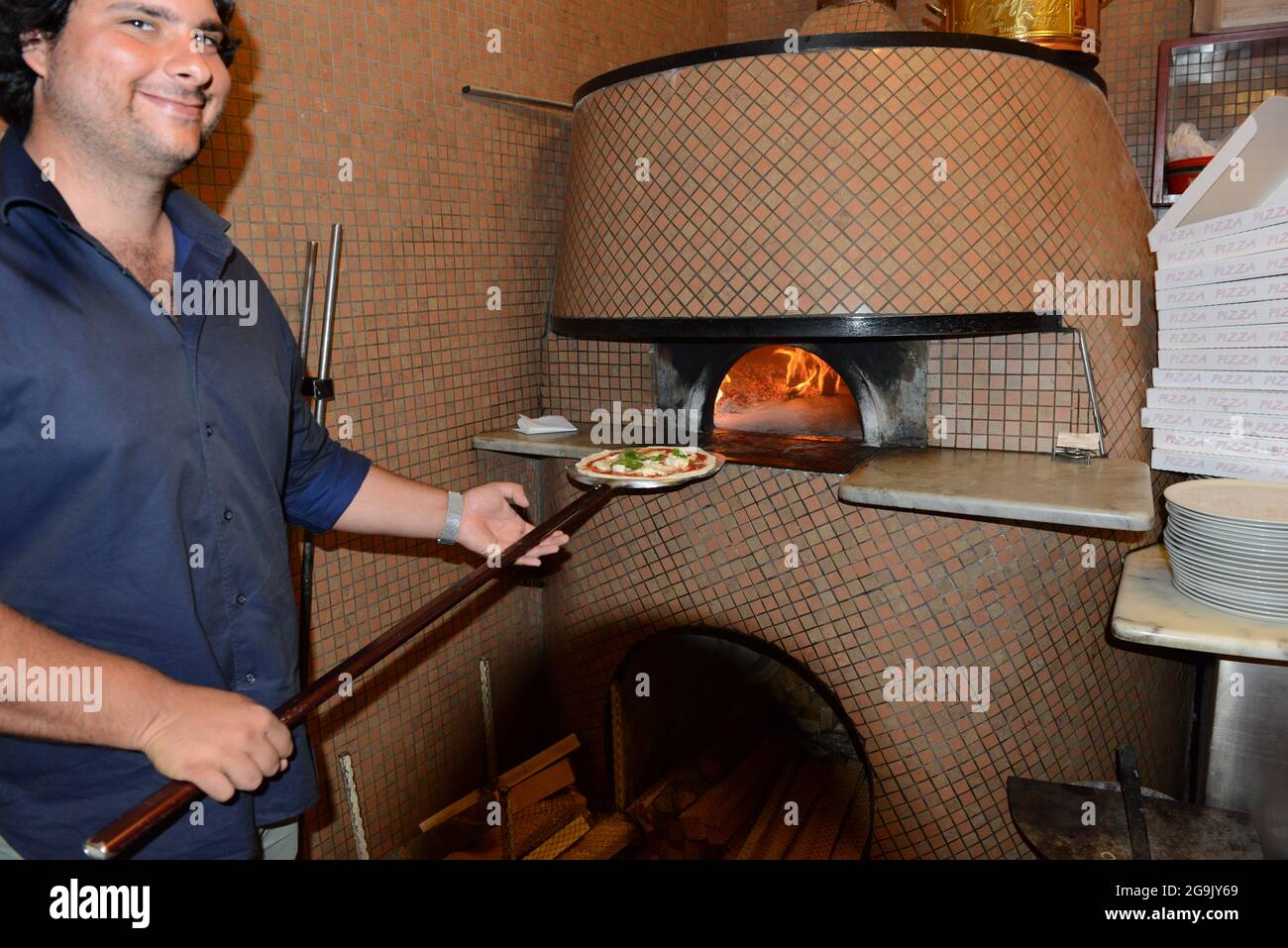 pizza napoletana baked at a fire oven at the Pizza Gorizia 1916 ...