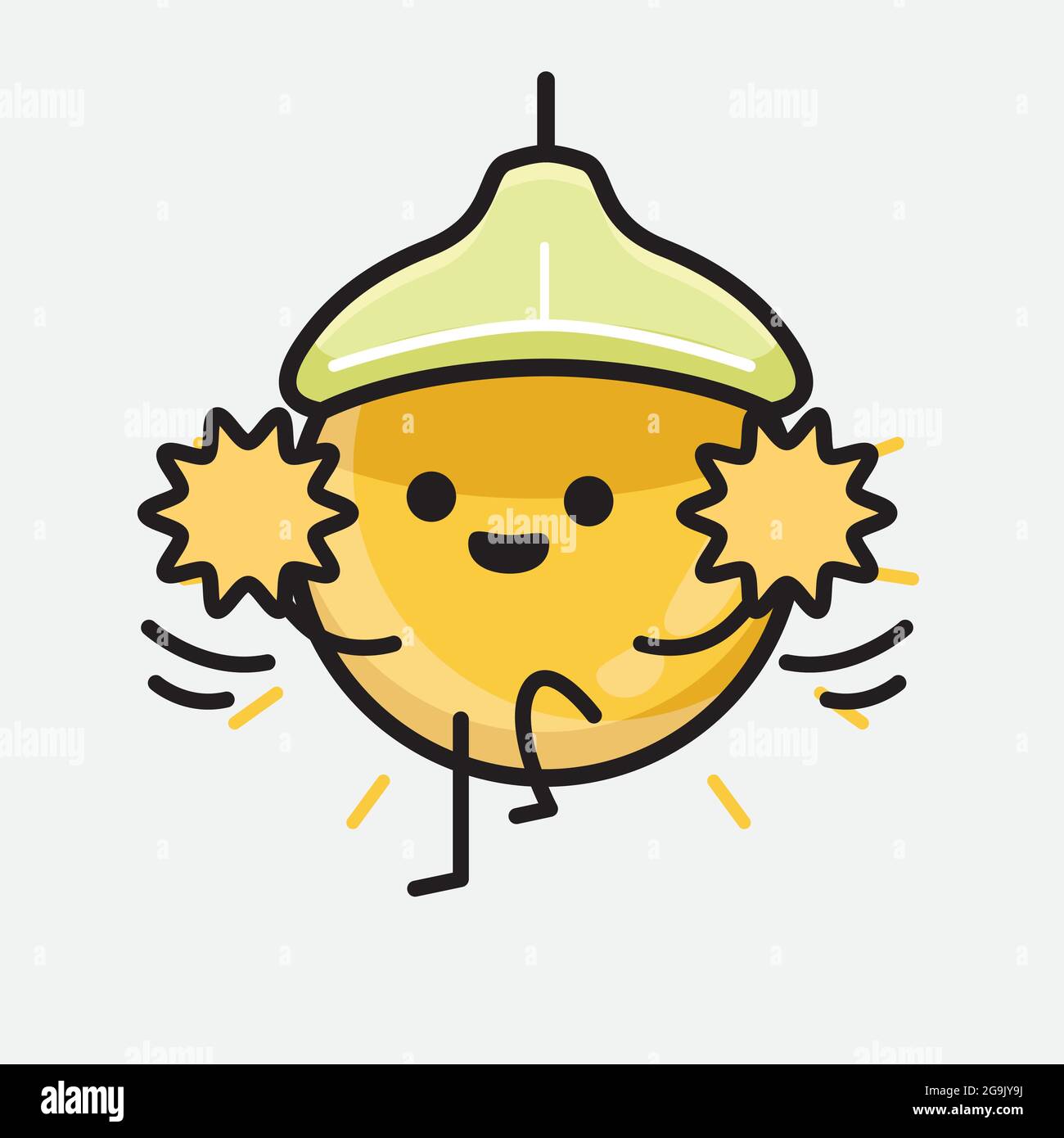 Vector Illustration of Ceiling Lamp Character with cute face and simple ...