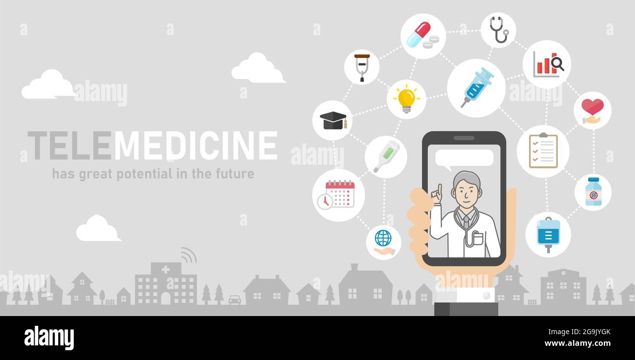 Telemedicine, telehealth concept banner illustration Stock Vector Image ...