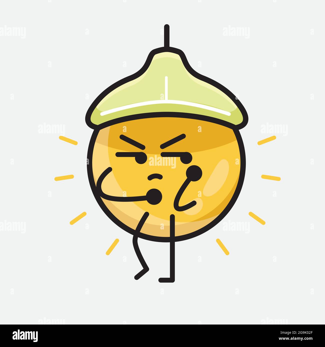 Vector Illustration of Ceiling Lamp Character with cute face and simple ...
