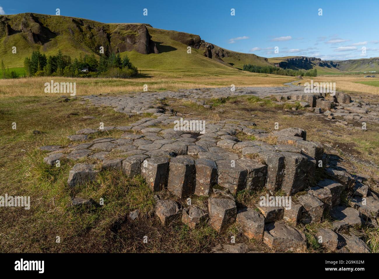 Glacier-carved basalt columns, Kirkjugolf or church pavement ...