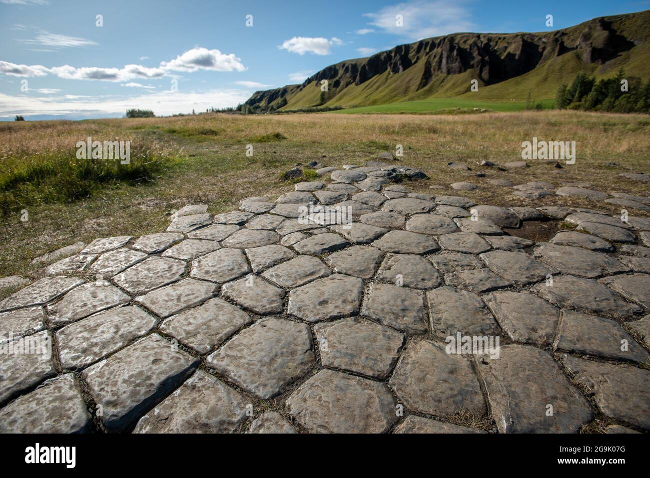Glacier-carved basalt columns, Kirkjugolf or church pavement ...