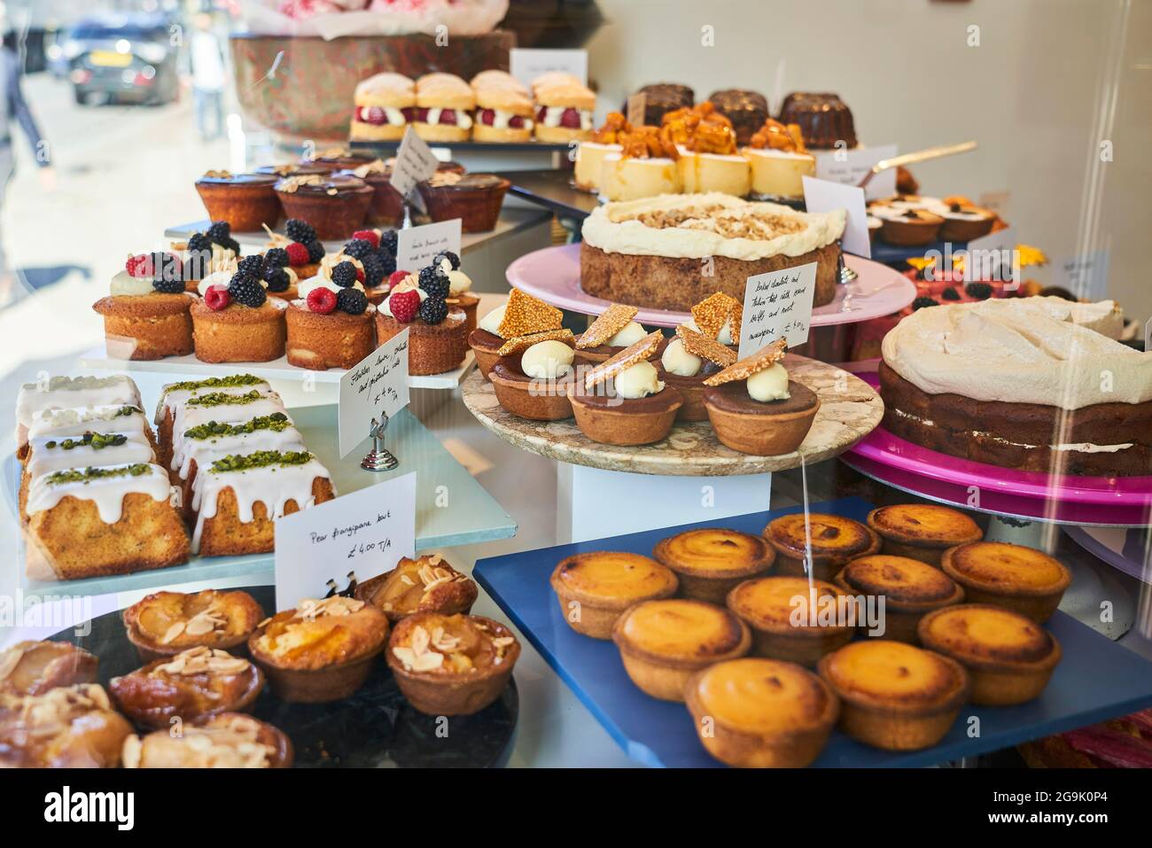 Cake displays in the shop window, London, England, Great Britain Stock ...