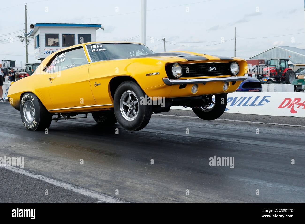Jump start of a race car, Dragway Napierville, Province of Quebec ...