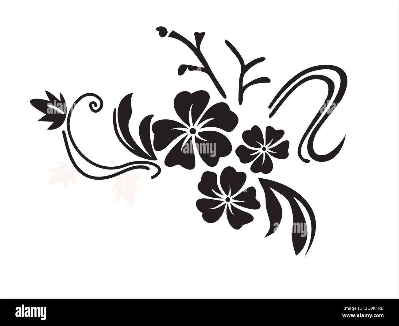 Elegant Black And White Flower Vector Stock Vector Image & Art - Alamy