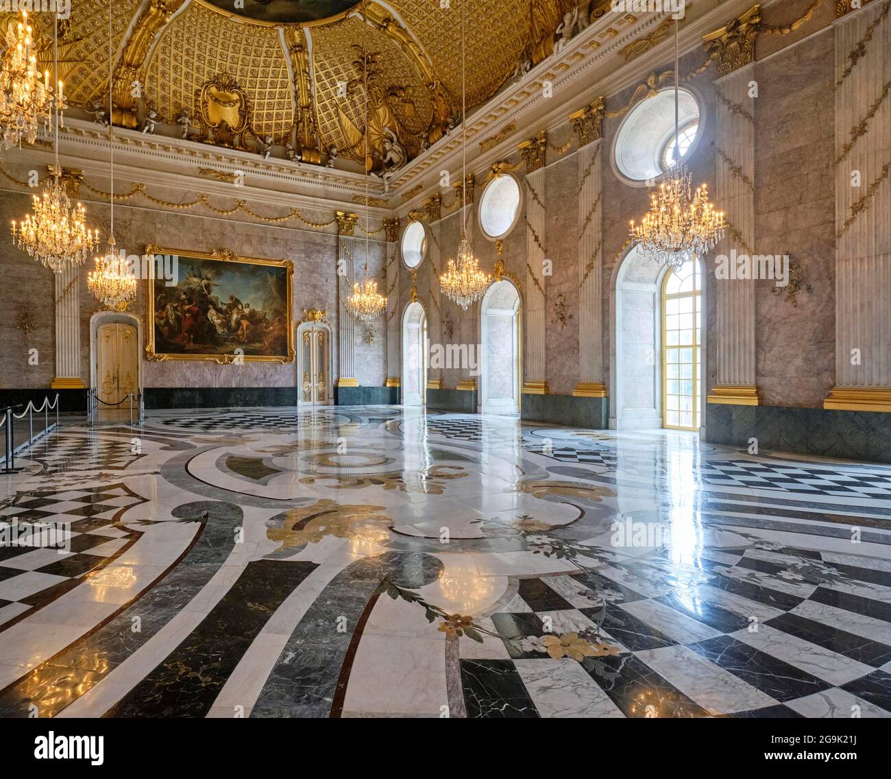 Marble Hall, New Palace, Sanssouci, Potsdam, Brandenburg, Germany Stock ...
