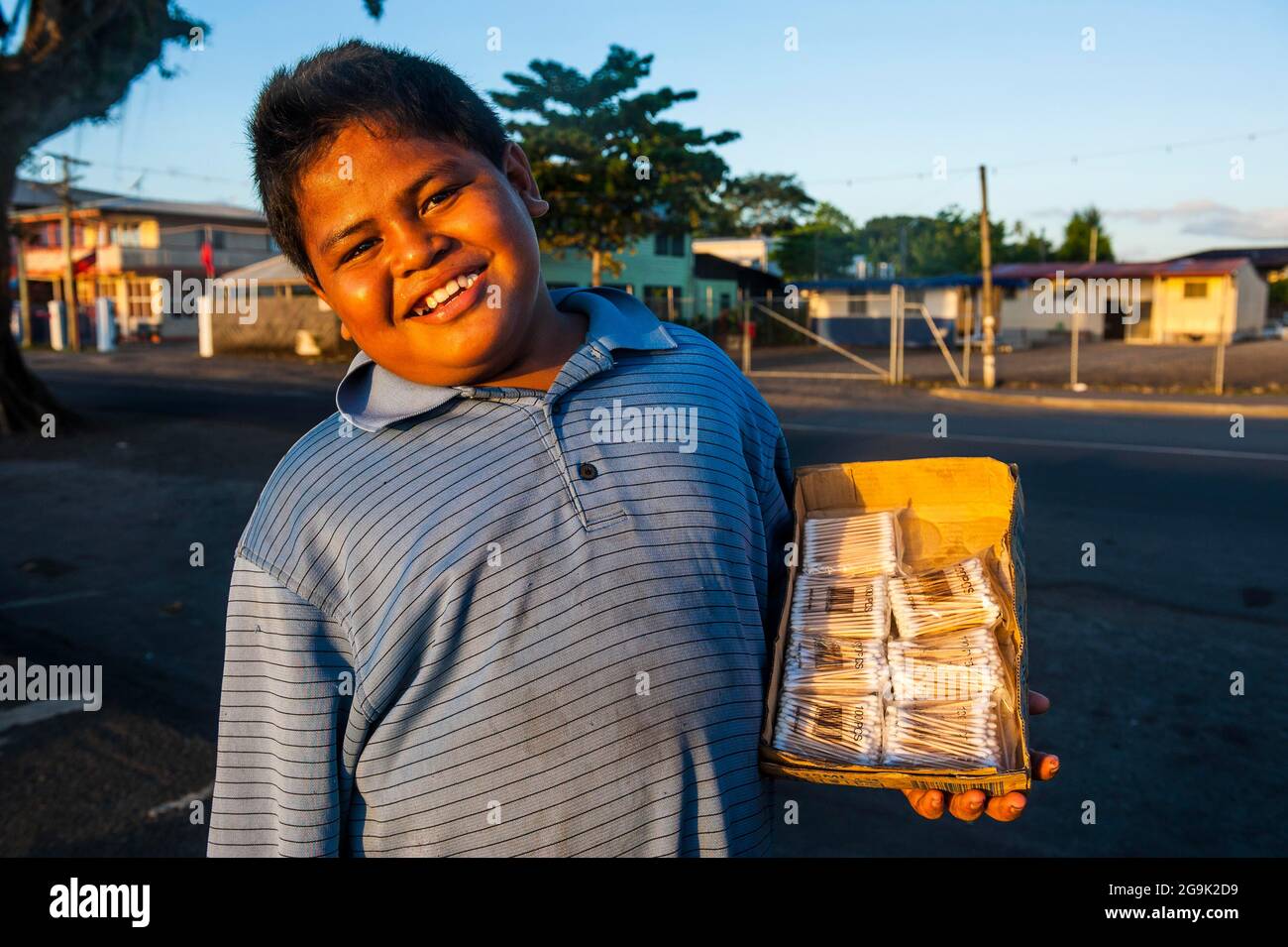 Friendly young boy selling sweets, Apia, Upolo, Samoa, South Pacific ...
