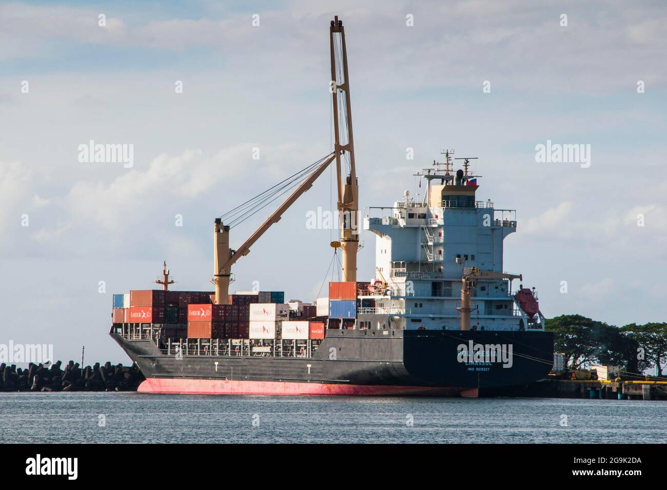 Cargo boat in the harbour of Apia, Upolo, Samoa Stock Photo - Alamy